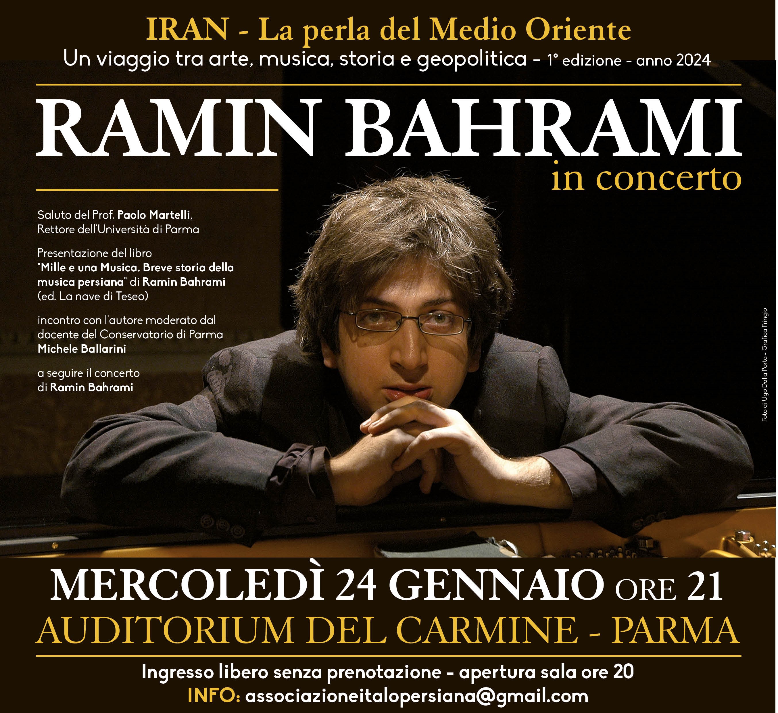 24 gennaio: il pianista Ramin Bahrami in concerto a Parma | Università degli studi di Parma